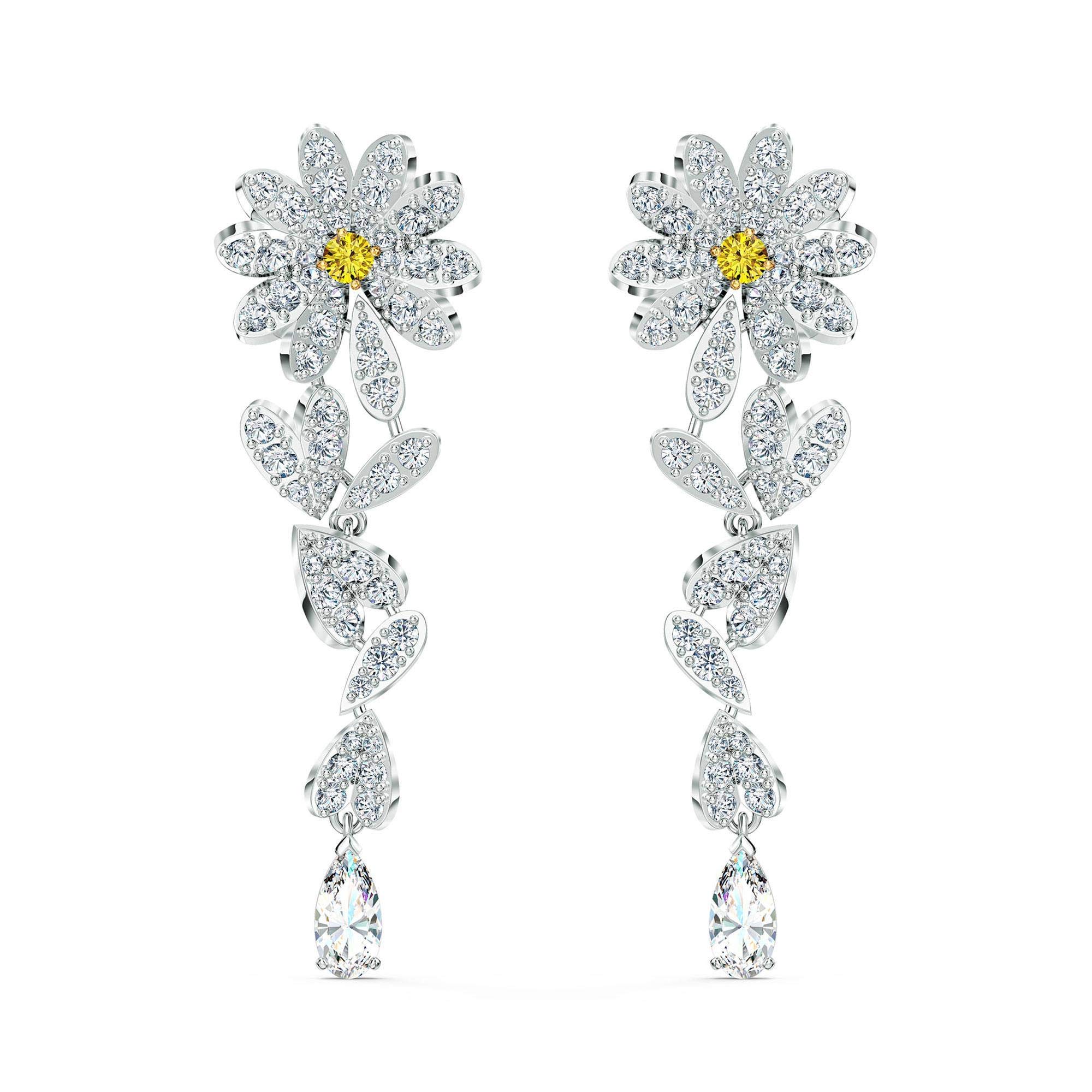 Eternal Flower Pierced Earrings, Yellow, Mixed metal finish