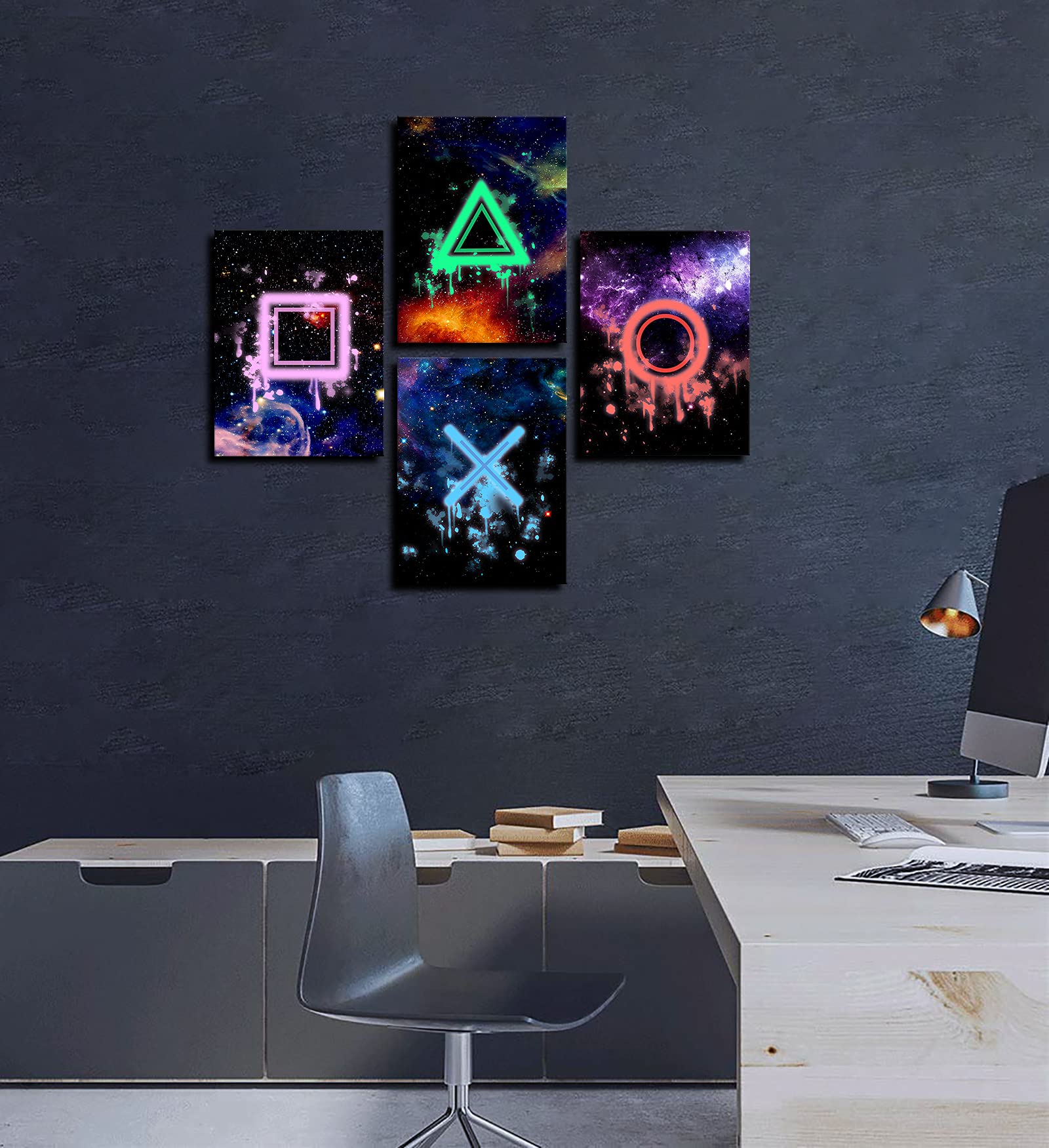 Game Room Wall Art Decor Funny Gaming Decorations Canvas Prints Boys Room Decorations Video Game Buttons Posters Pictures for Boys Bedroom Video Game Room Playroom Paintings Framed Ready to Hang