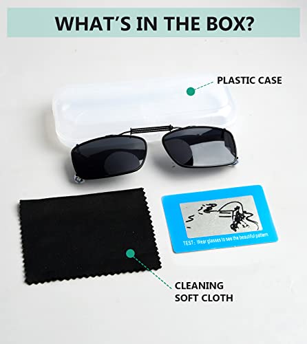 Eyekepper Metal Frame Rim Polarized Lens Clip On Sunglasses 56 * 34MM Grey Lens