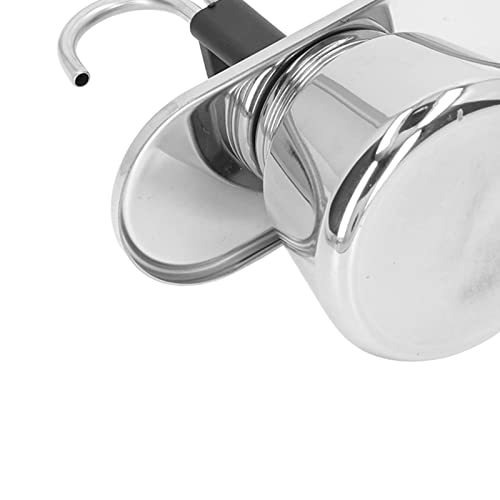 Haofy Stainless Steel Moka Pot, Stovetop Mini 2-Cup Moka Pot, 100ml Dual Pipe Stainless Steel Coffee Maker Anti Scald Nonslip Thickened Strainer Widely Used Mocha Pot