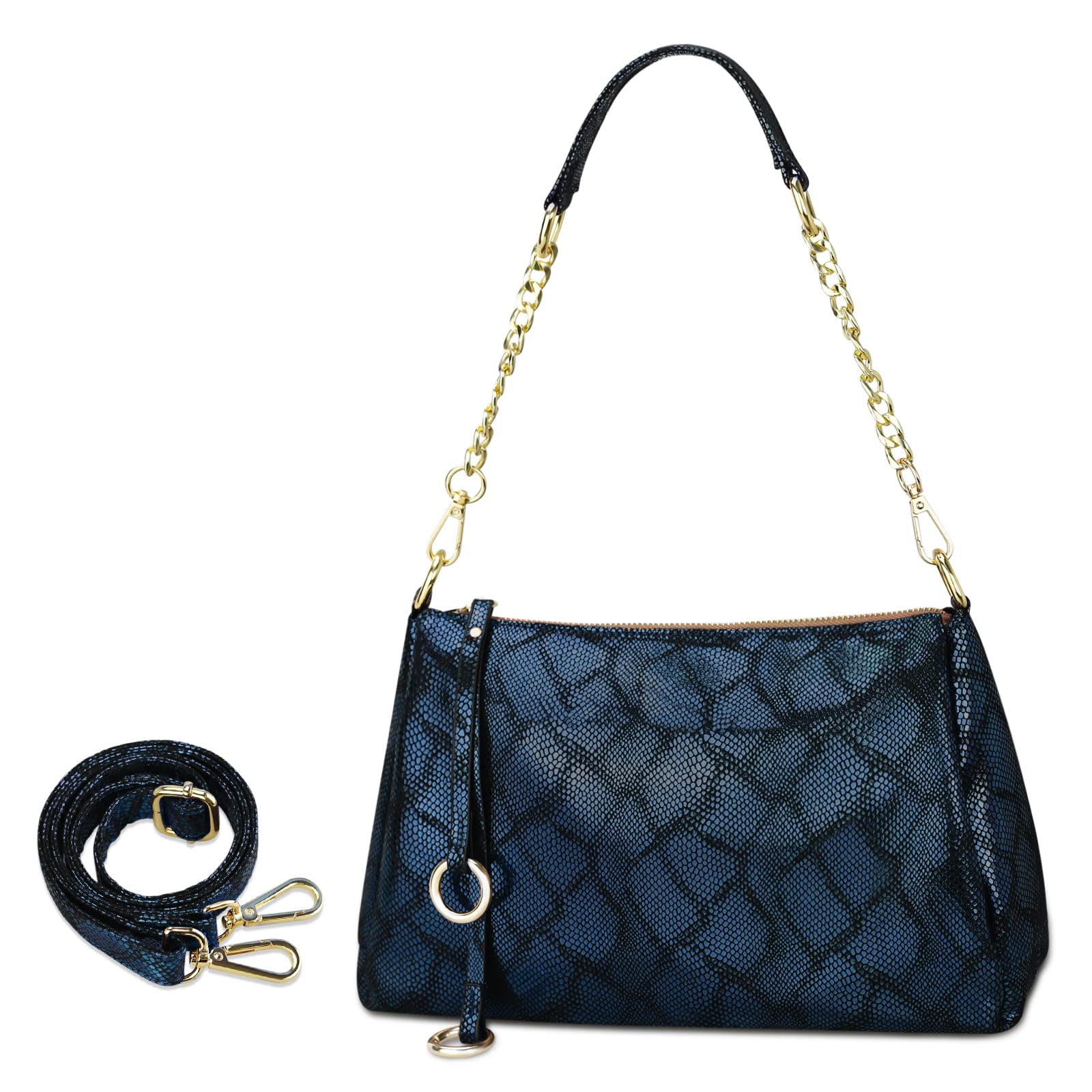 FUKUTAI Crossbody Shoulder Purses for Women - PU Leather Crossbody Bags Ladies Hobo Handbag Medium Size (Navy Blue)