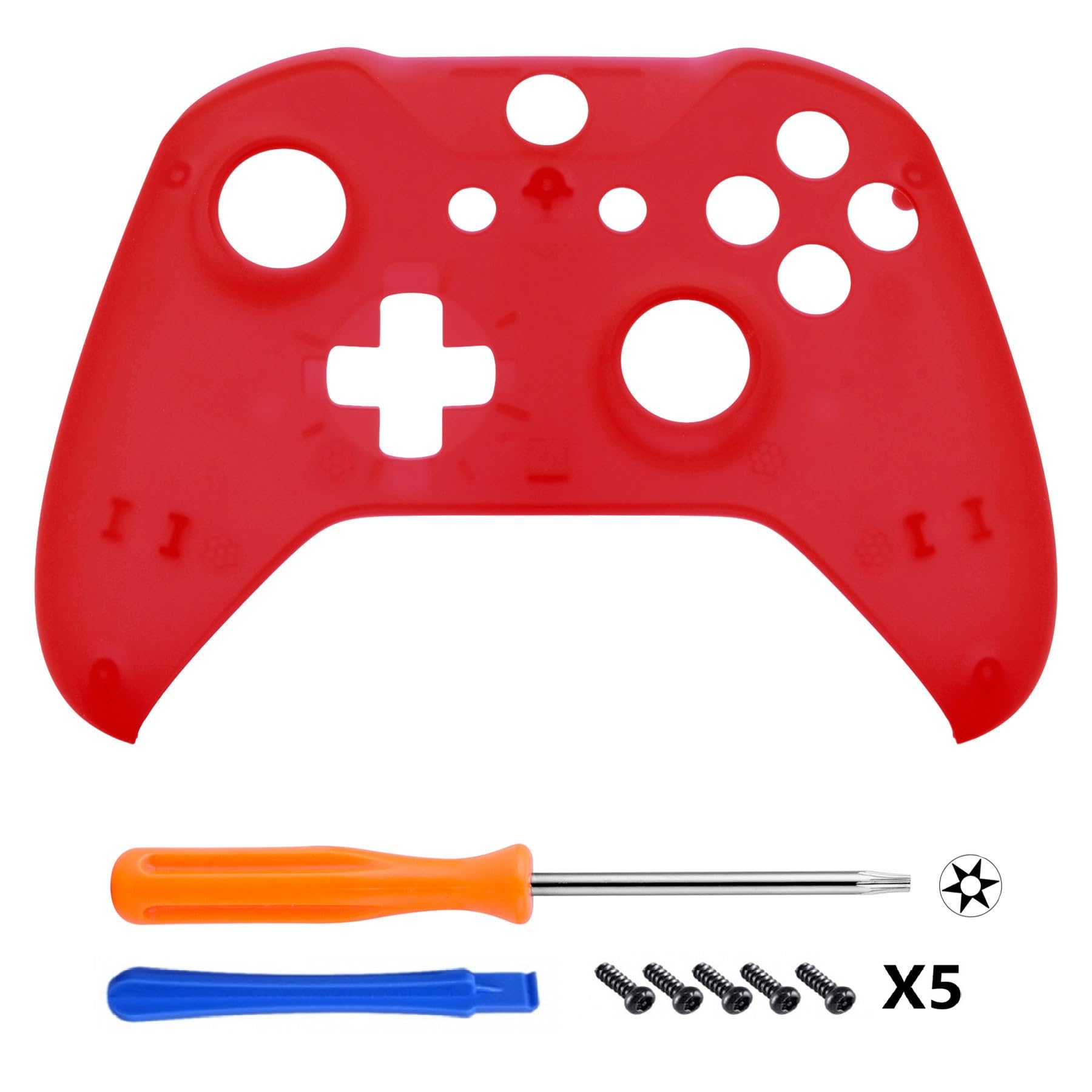eXtremeRate Foggy Clear Red Faceplate Cover for Xbox One Wireless Controller (Model 1708), Custom Case Replacement Front Housing Shell for Xbox One S & Xbox One X Controller - Controller NOT Included