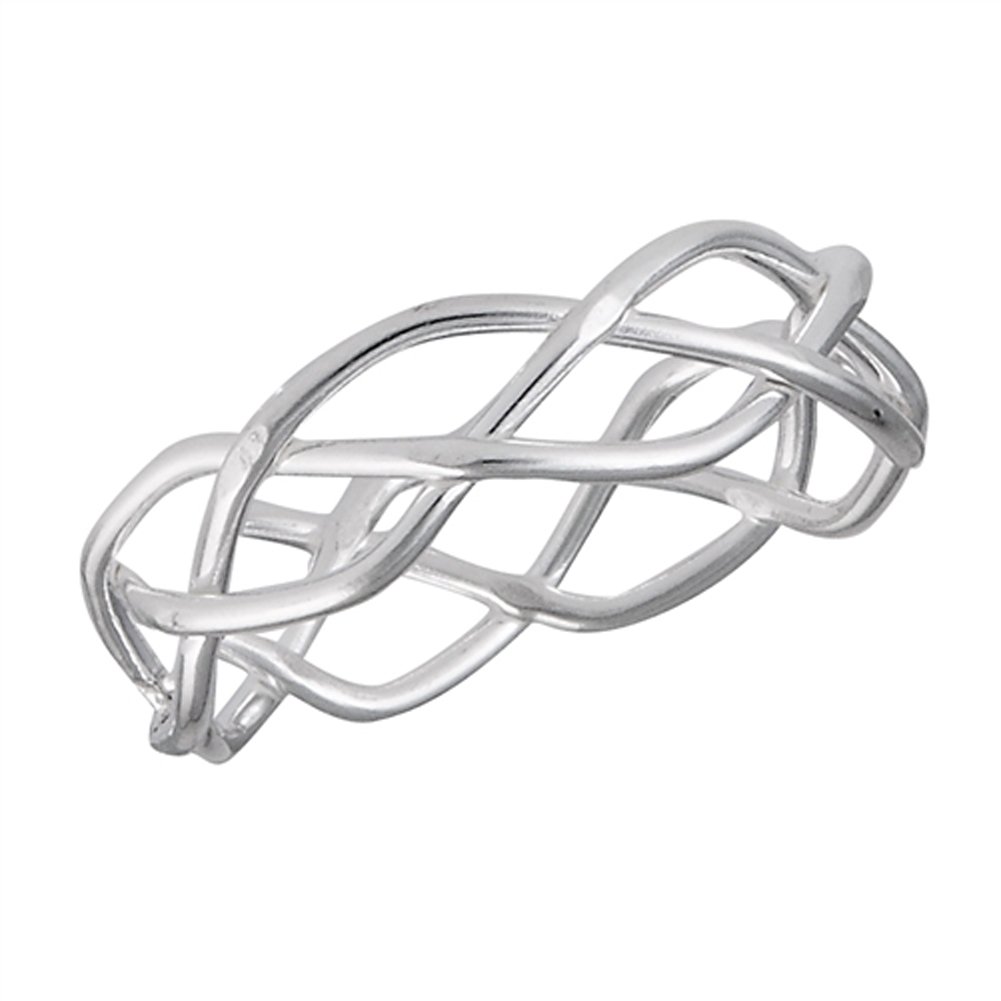 Eternity Criss Cross Weave Knot Wedding Ring 925 Sterling Silver Band Size 1