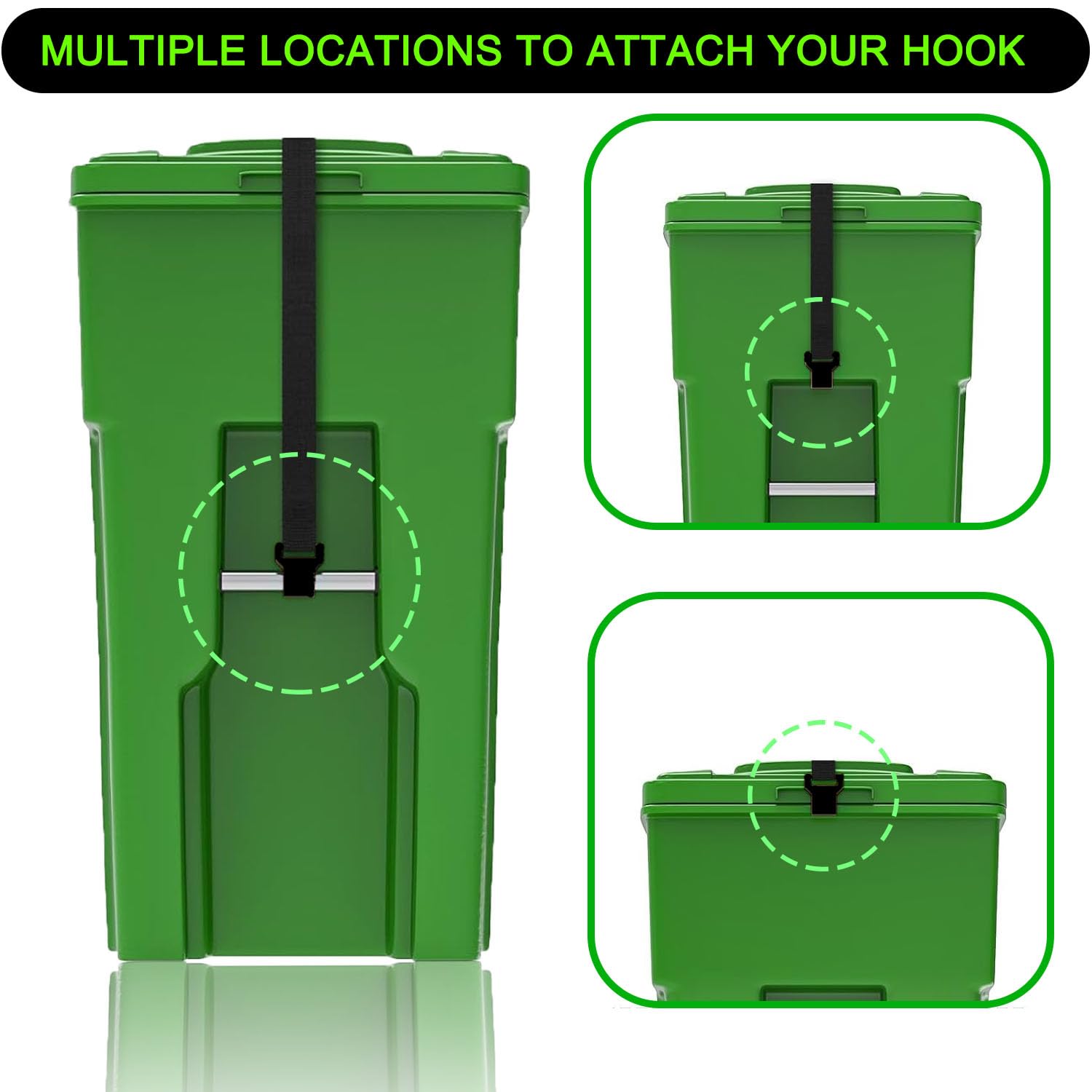 Metal Double Claw Trash Can Locks Strap for Animals,Universal Trash Can Lid Lock 1PC,Adjustable Garbage Can Lid Locks Security Strap,Trash Can Bungee Cord Belt Rope for Outside Raccoon,Trash Bin Lock