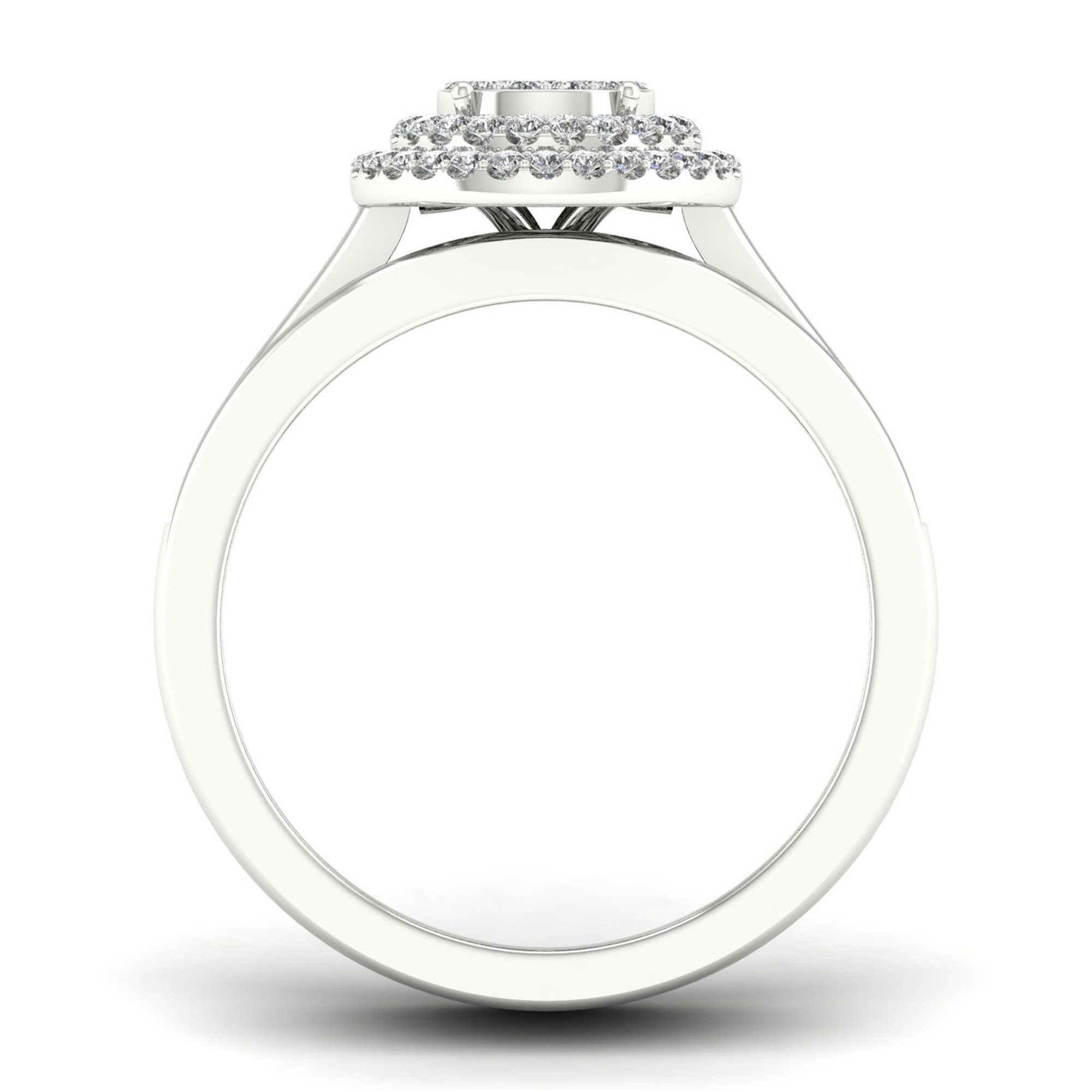 DZON Sterling Silver 1/3ct TDW Diamond Cluster BridalSet for Women(I-J, I2)