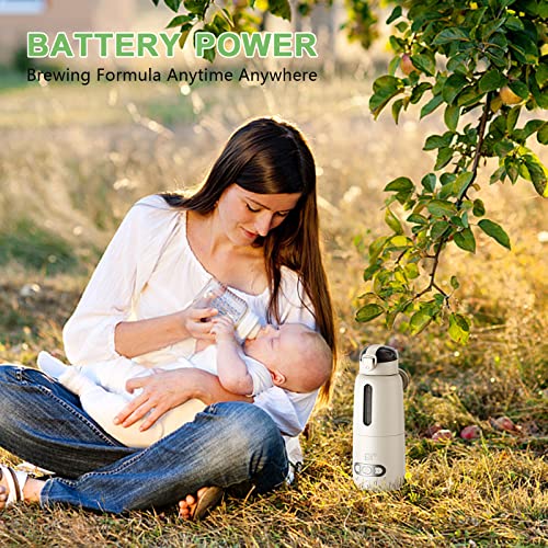 Voraiya® Portable Water Warmer, Rechargeable Bottle Warmer for Formula, Breastmilk, Baby Milk, 300ml, Smart Baby Flask with Precise Temp Control, Wireless Bottle Warmer for Car, Travel, Outdoor(white)