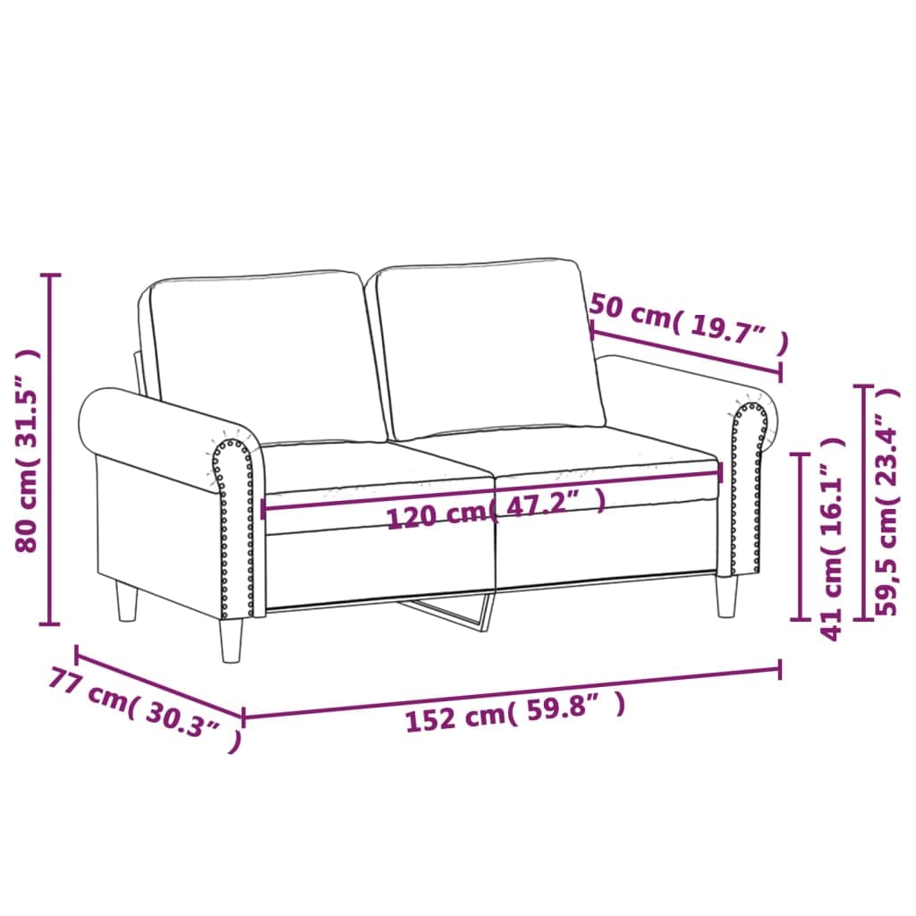 FAMIROSA 2-Seater Sofa Light Gray 47.2" Velvet (Weight: 51.81 lbs)