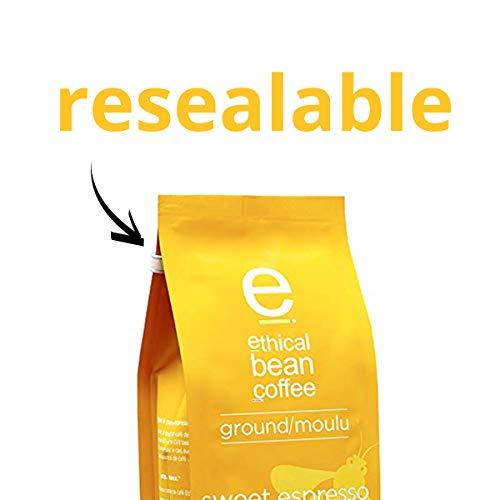 Ethical Bean Fairtrade Organic Sweet Espresso Medium Dark Roast Ground Espresso Coffee (8 oz Bag)