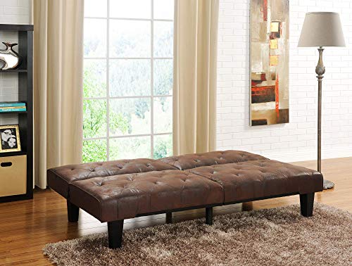 DHP Venti Vintage-Styled, Split Back Futon, Brown Microfiber