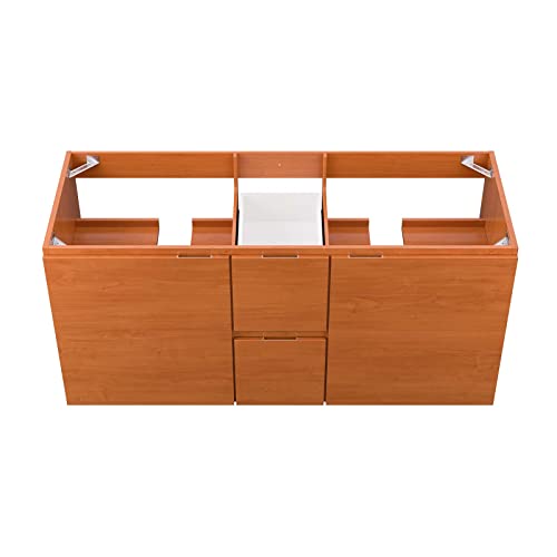 Modway EEI-5883-CHE Scenic 48" Double Wall-Mount Bathroom Vanity Cabinet, Cherry Walnut