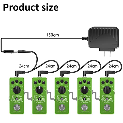 for Casio Keyboard Donner Roland Boss Electronic Guitar Multi-Effect Pedal 9V 1500mA Power Adapter Supply Tip Negative with 5 Way Daisy Chain Cables