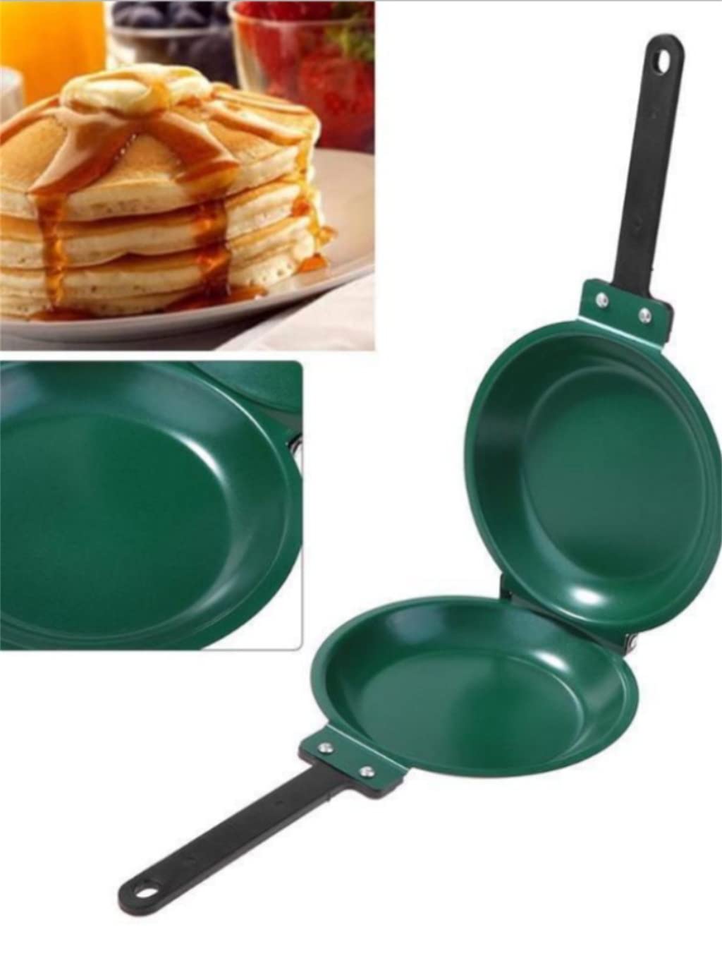 DHTDVD Double Sided Frying Pan Green Nonstick Stir Frying Pan with Ceramic Coating Pancake Maker Cake Maker Home