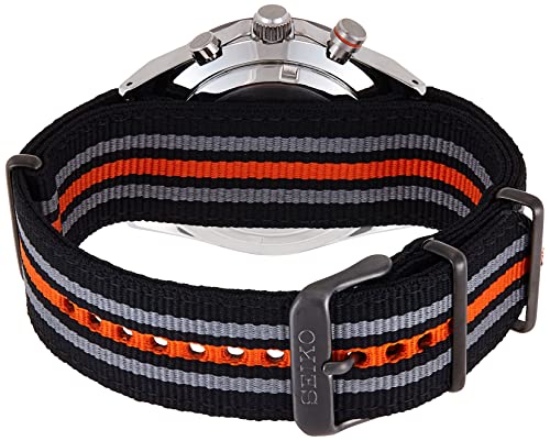 SEIKO SSB403 Watch for Men - Essentials Collection - Quartz Chronograph, Tachymeter, Gray Dial with Metallic and Orange Accents, Racing Stripe Strap, and Water-Resistant to 100m