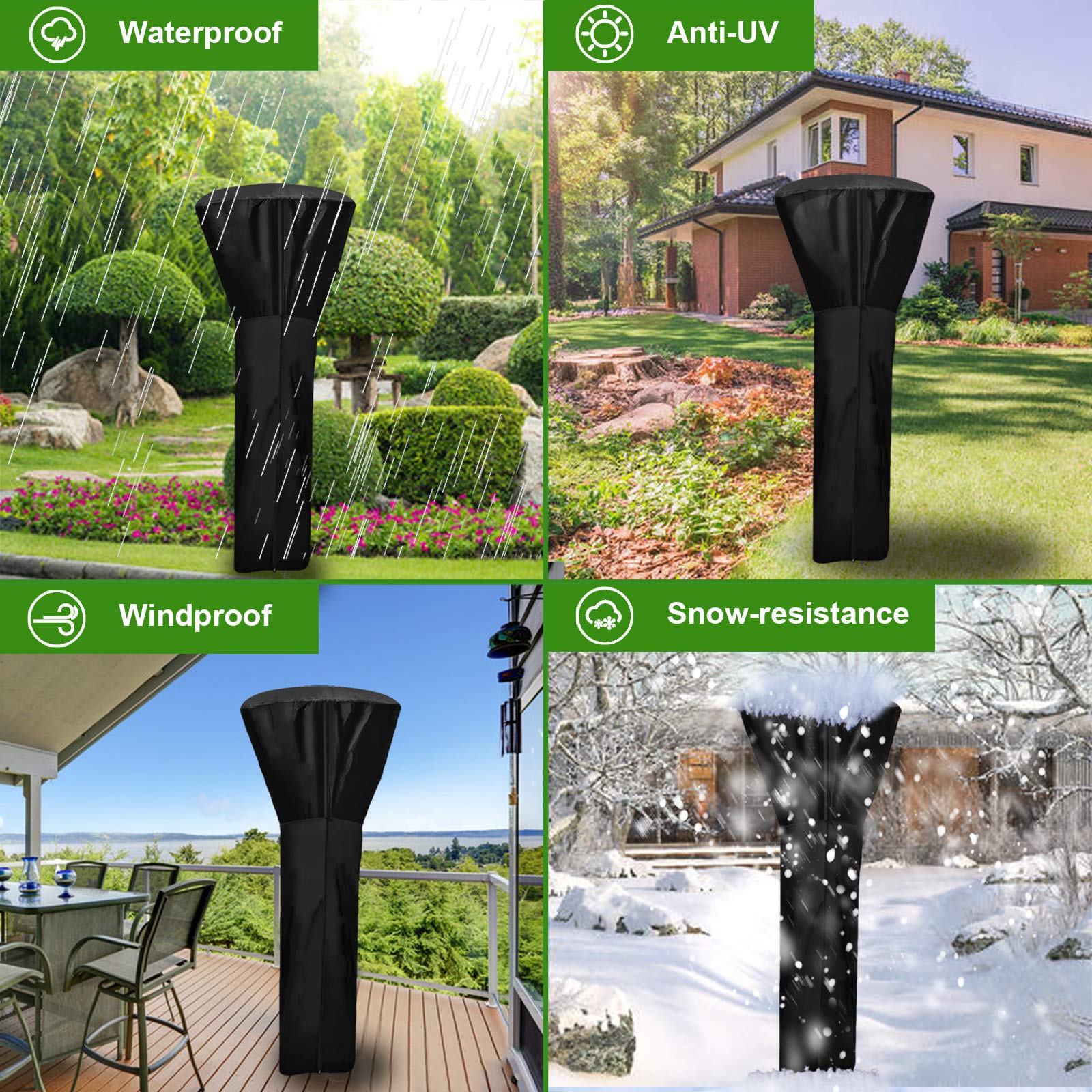 INMUA Patio Heater Cover, Outdoor Heater Cover, Cover for Patio Outdoor Heater, Waterproof,Anti-UV, Windproof (34"x19"x87")