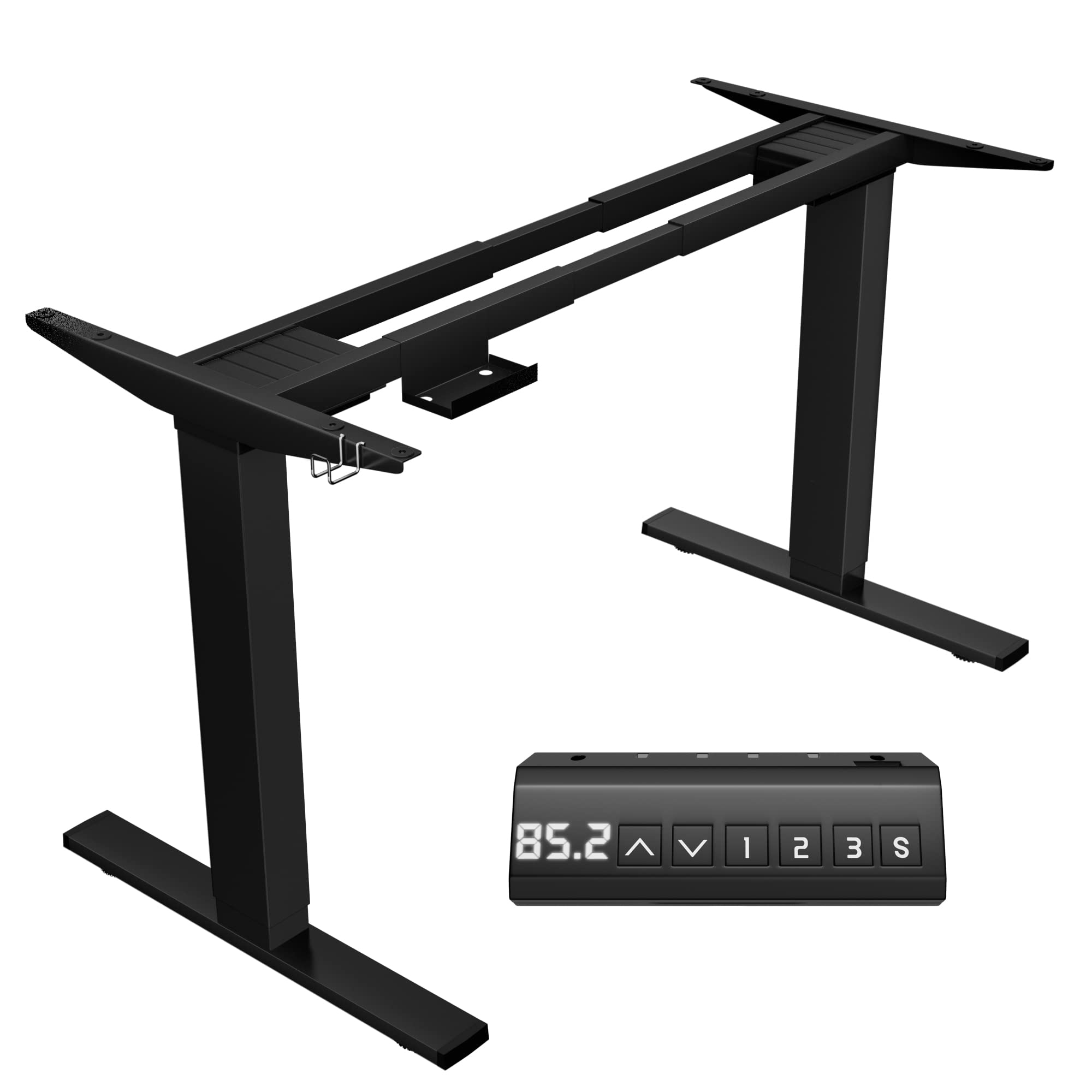 Furmax Dual Motor Electric Adjustable Standing Desk Frame Stand Up Desk Base Pre-Set Memory Controller Ergonomic Computer Sit Stand Desk Legs, Black Frame Only