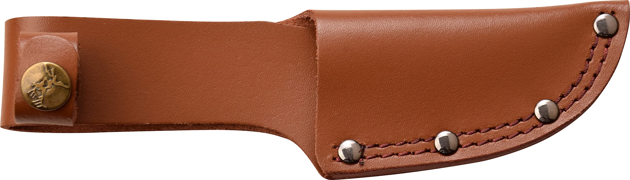 Elk Ridge - Outdoors OUTSKIRT Fixed Blade Knife - 8.25-in Overall, Satin Finish Stainless Steel Gut Hook Blade, Stacked Leather Handle, Includes Leather Sheath, Hunting, Camping, EDC - ER-200-29LBR