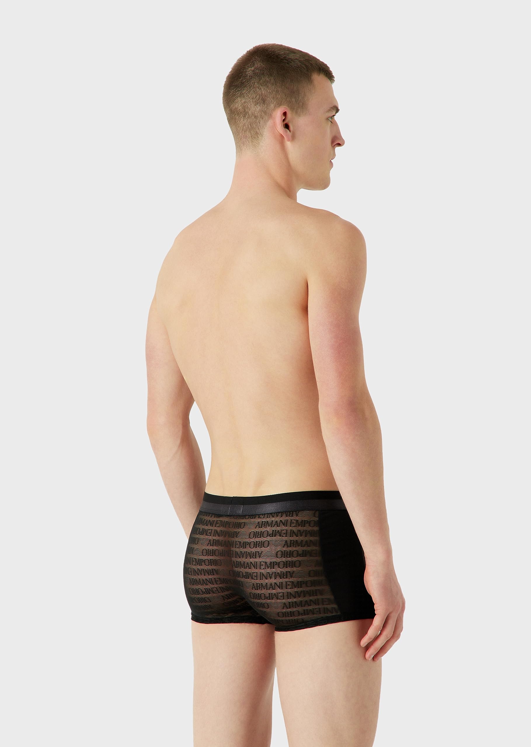 Emporio Armani Men's Jacquard Logo Mesh Brief, Black
