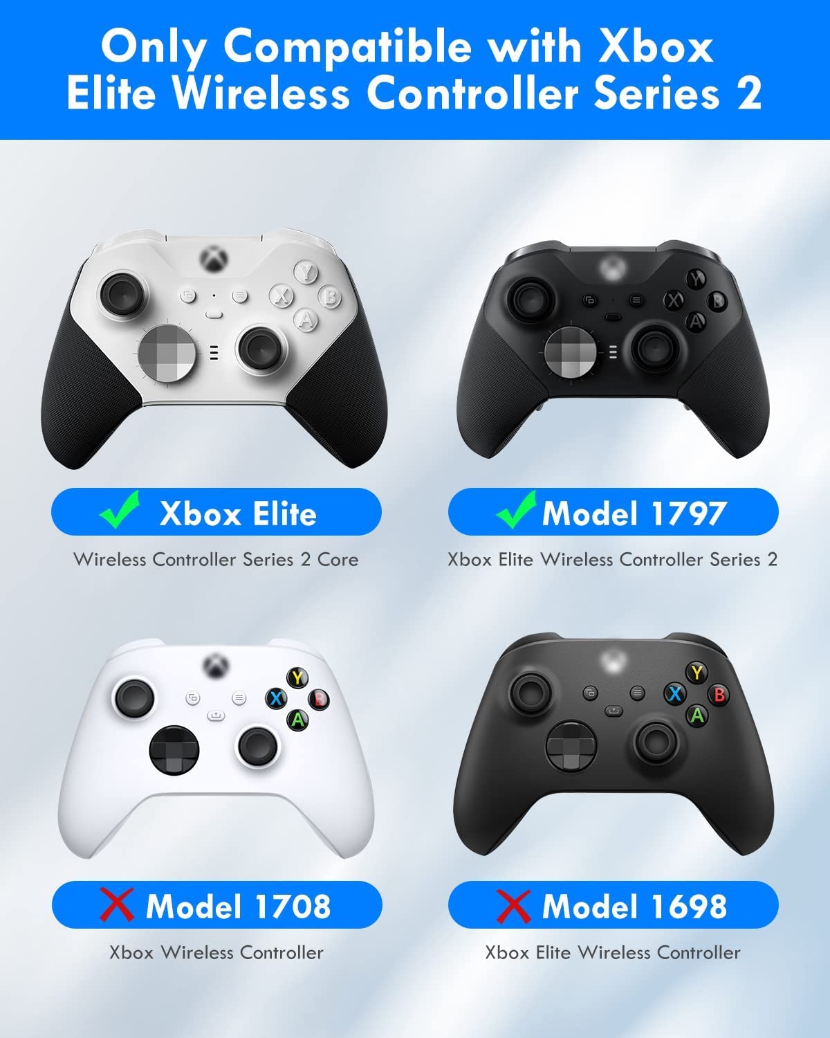 Metal Replacement Thumbsticks for Xbox Elite Wireless Controller Series 2 Core, AOJAKI Metal Paddles Accessories Includes 4 Magnetic Joysticks,4 Paddles