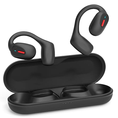 Open Ear Headphones Bluetooth 5.3 Wireless Earbuds with 800mAh Charging Case, Superior Stereo Sound Ear Buds with HD Mic for iPhone & Android, IPX6 Waterproof Open Wearable Stereo Earphones Sports