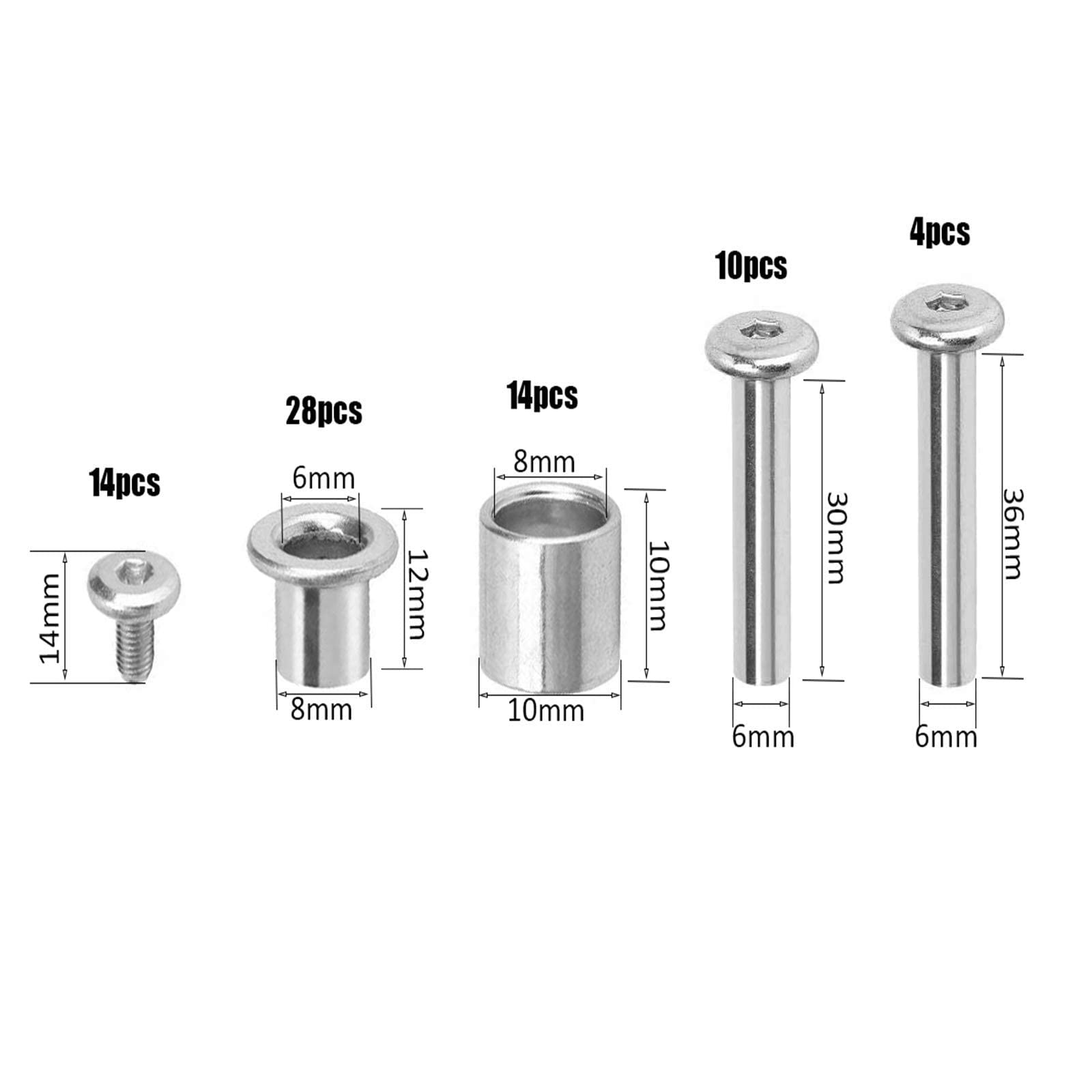 fshihine Inline Skate Replacement Shaft/Axle, Aluminum Alloy Skate Wheel Bearing Spacer Roller Skate Replacement Accessories with Axle, Axles Screws & 2 Wrench, Skate Wheel Bolt Set