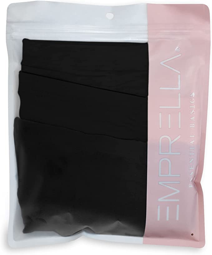 Emprella Slip Shorts 3-Pack Black Bike Shorts Cotton Spandex Stretch Boyshorts For Yoga,Black,Large