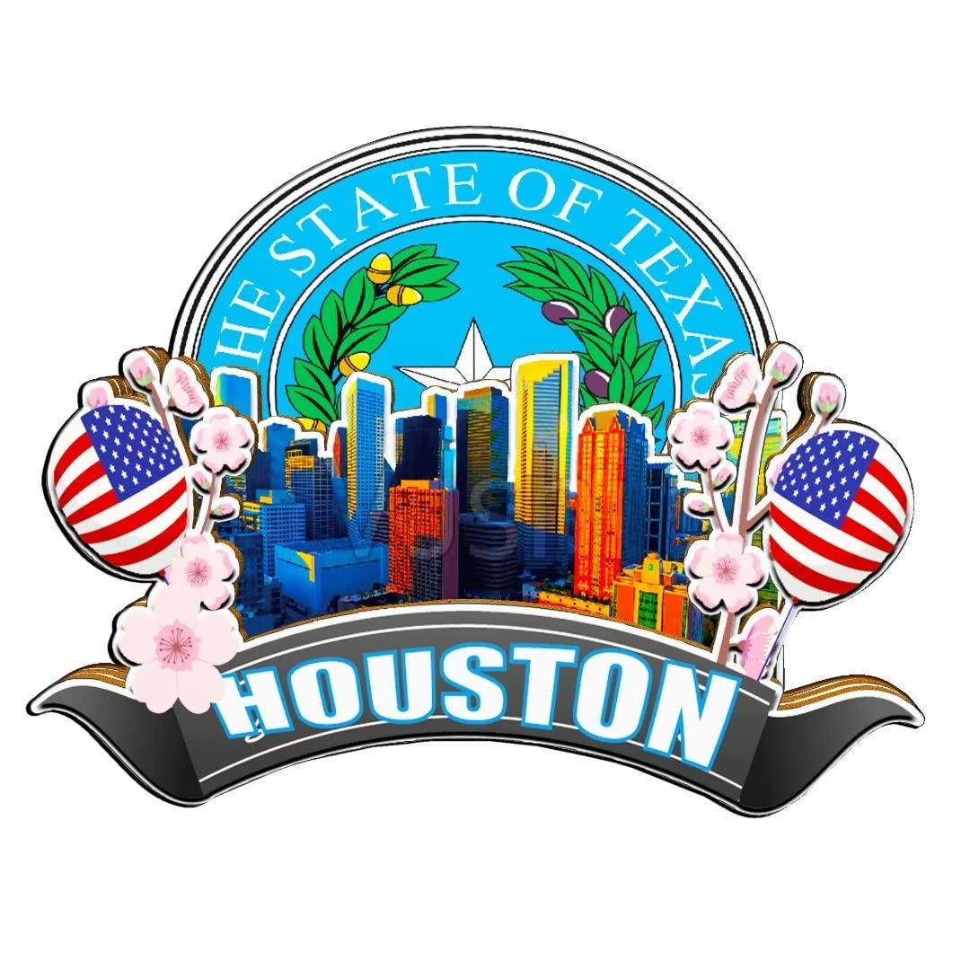 Houston Texas USA Magnet Fridge Magnet Wooden 3D Landmarks Travel Collectible Souvenirs Decoration Handmade -1953