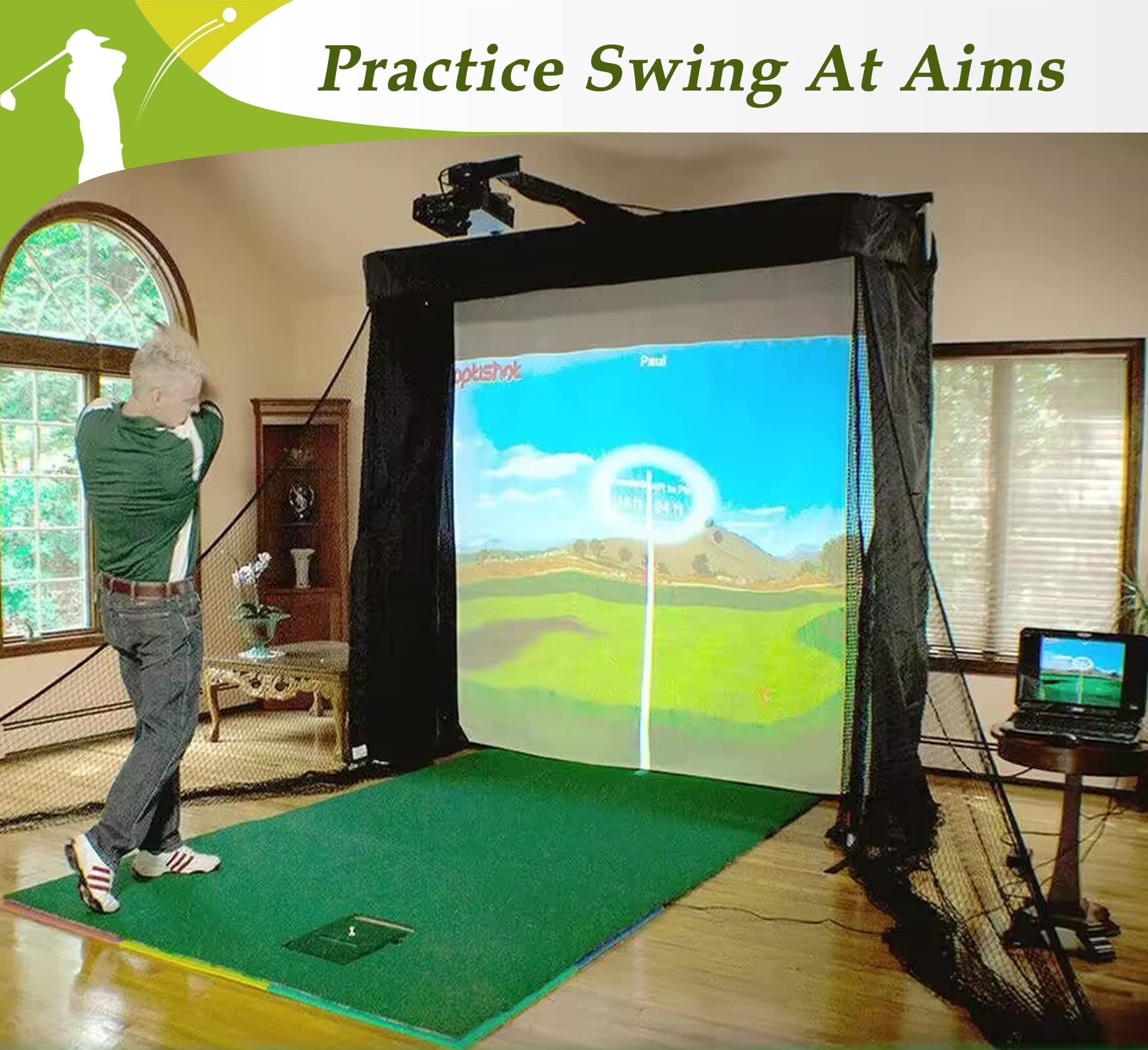 Gagalileo Golf Simulator Impact Screen, Golf Projection Screen, Projection Screen for Golf Training, Golf Swing Trainers,Indoor Golf Simulator Impact Screen for Home Beginners