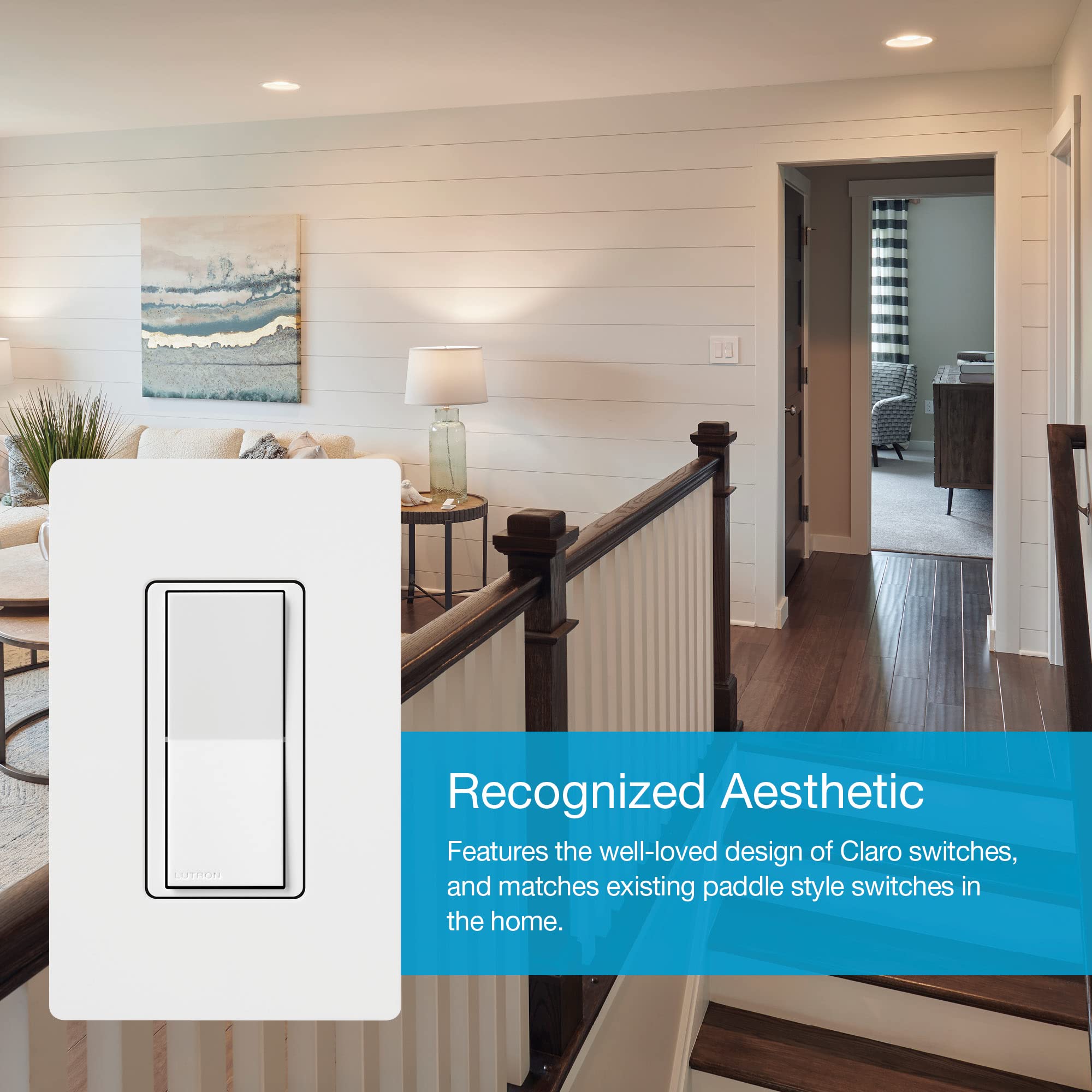 Lutron Claro Smart Accessory Switch, only for use with Diva Smart Dimmer Switch/Claro Smart Switch | DVRF-AS-WH | White