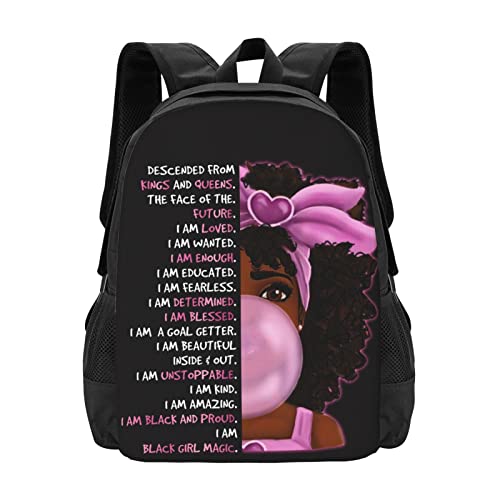 nrseag African American Girl Backpack Black Girl Backpack African Kids Cute Black Girl Bookbag for School Kids Teen Girls