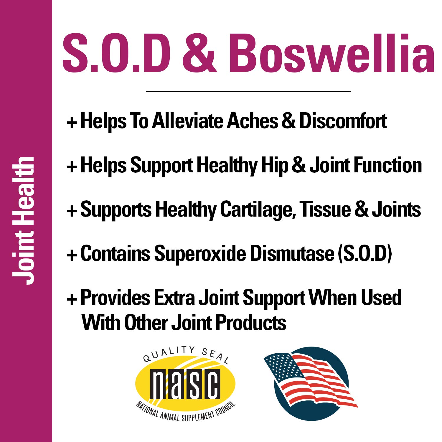 Vet Classics S.O.D. & Boswellia Joint Support for Dogs & Cats, Helps Maintain & Support Healthy Cartilage, Tissue & Joints, 150 Chewable Tablets