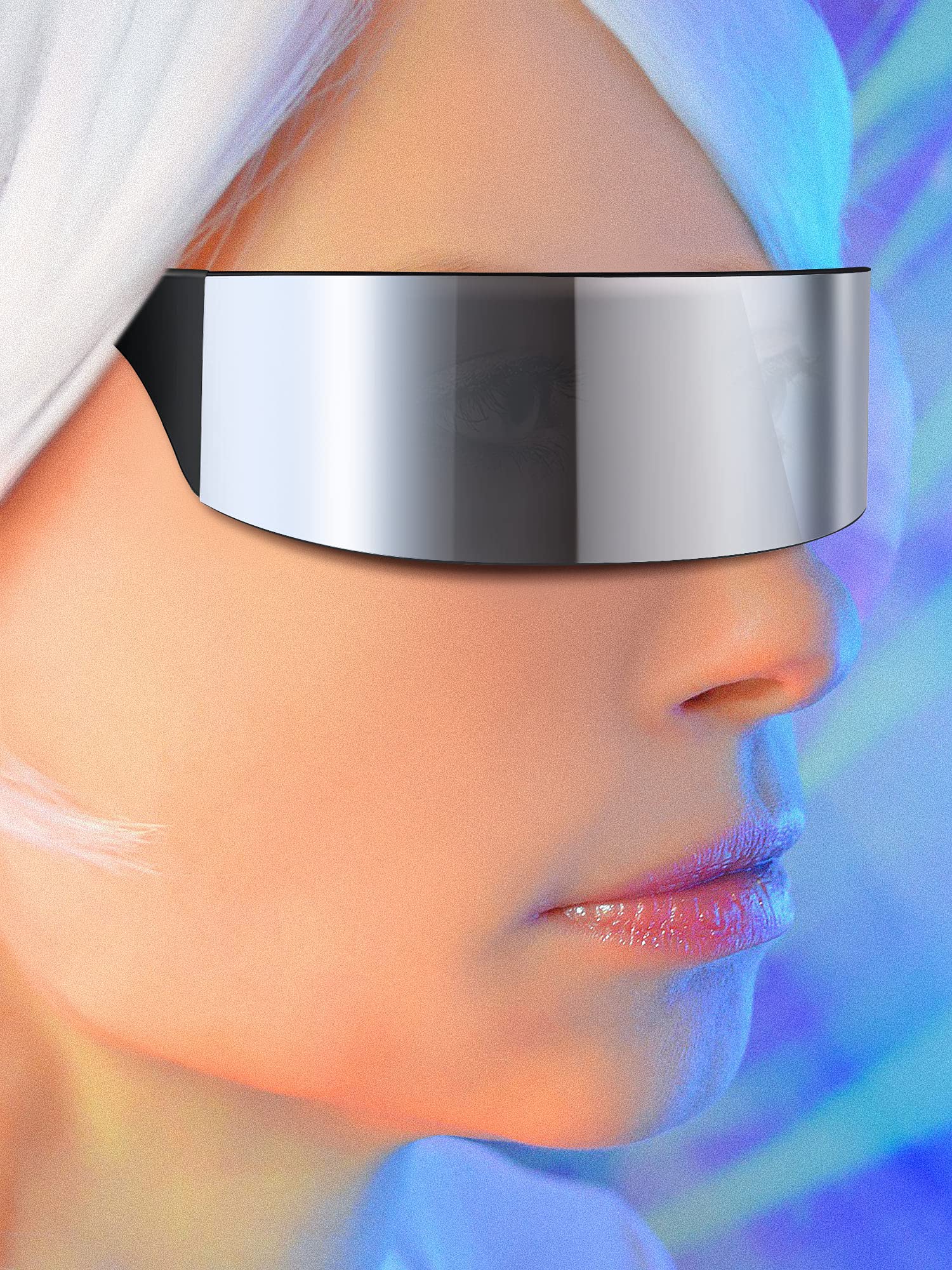 Honoson 6 Pieces 80s Futuristic Cyclops Visor Sunglasses with Semi Translucent Back to Future Inspired Costume Futuristic Wrap Visor Sun Glasses for Men Women Cyclops Futuristic Style