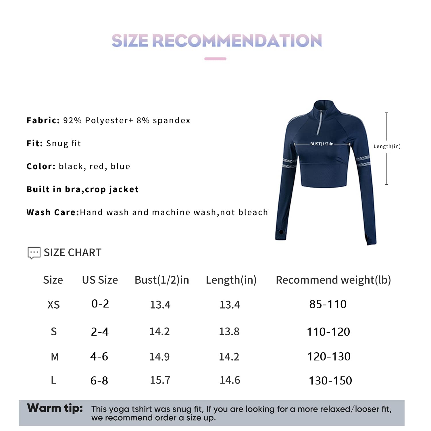 DREAM SLIM Women's Athletic Cropped Jacket Stretchy Lightweight Half Zip Running Track Jacket Pullover for Women and Teen Girls (Blue,M)