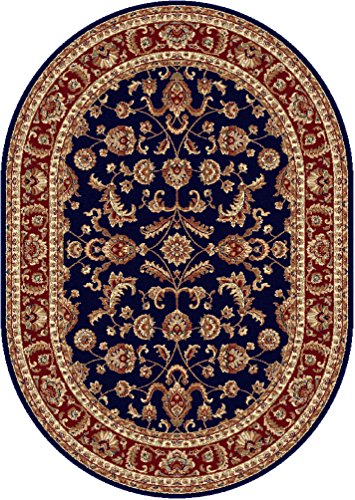 Sariya Transitional Oriental Navy Oval Area Rug, 5' x 7' Oval