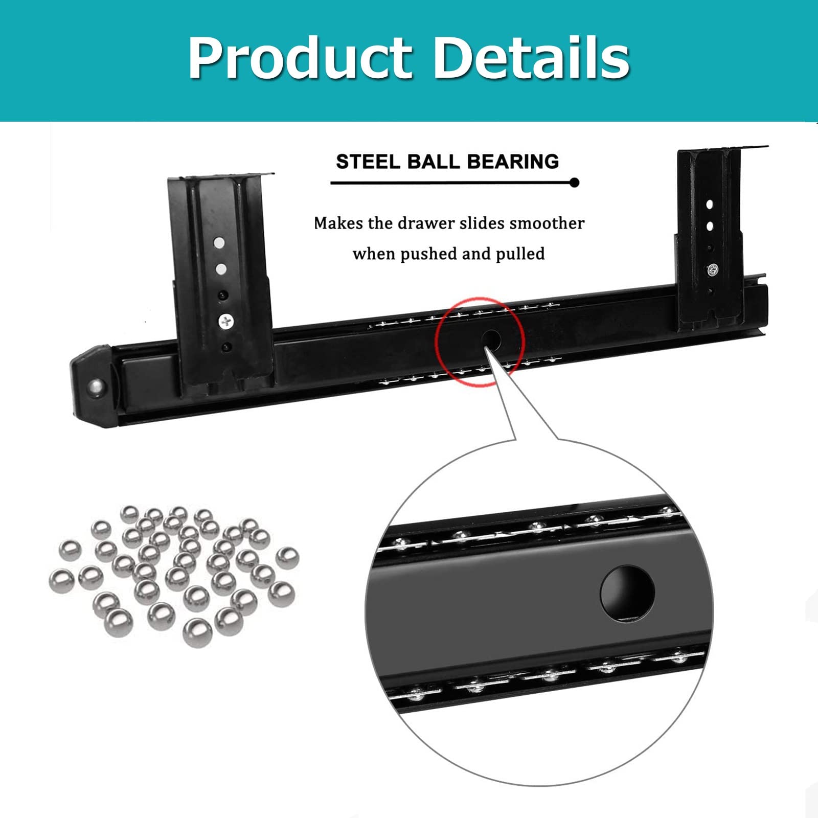 Drawer Slides for Under Desk Keyboard Shelf - 1-Pair Heavy Duty Metal Ball Bearing Slides, Smooth, Less Noise, for Computer Keyboard Tray Assembly Kit, Cabinet Drawer Rails (size : Black, Size : 14 (S