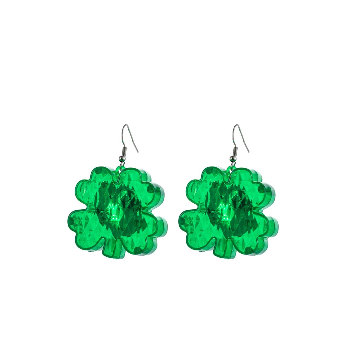 Fashion Lucky Clovers LED Lights Drop Dangle Earrings for Women Hook Hoops Earring (Shamrock)