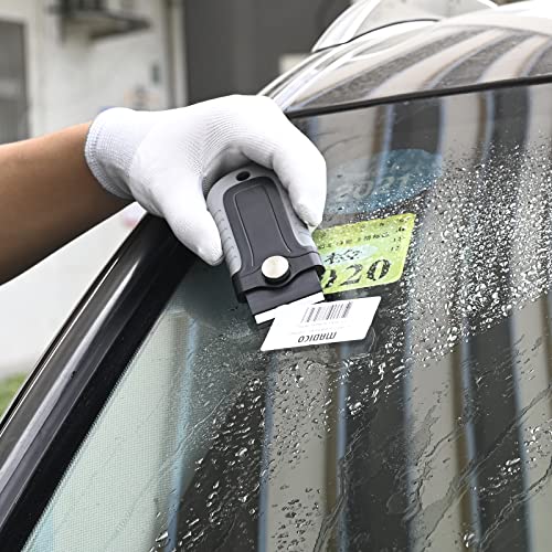 FOSHIO 2 Pack Grey Razor Blade Scraper with 20PCS Extra Razor Blades, Stainless Steel & Carbon Steel Single Edge Razor Blade Scraper Tool for Decals, Stickers, Labels, Caulk, Adhesive, Paint Removal