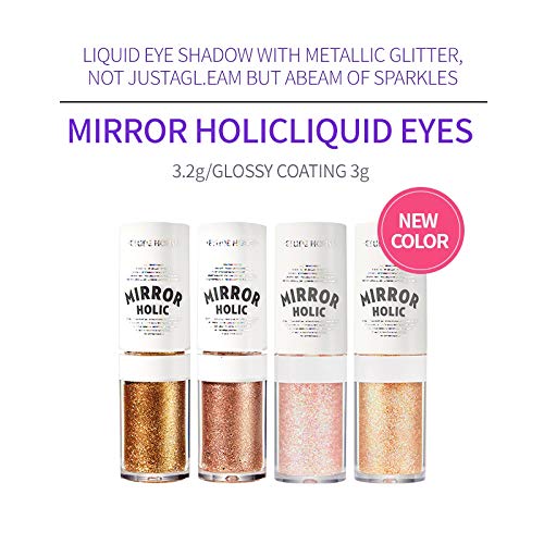 ETUDE HOUSE Mirror Holic Liquid Eyes (#PK001 Pink Ornament) | Kbeauty| Eyes Makeup | Liquid Eye Shadow with Sparkling Metallic Glitter | Long-Lasting and Quick Fixing