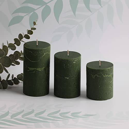 Nu'ada Handmade Pillar Candles Set of 3, Candle for Candle Holders, Long Burning and Dripless Pillar Candle for Wedding & Home & Restaurant, Spa, Bathroom, Bedroom Christmass Decoration Candles