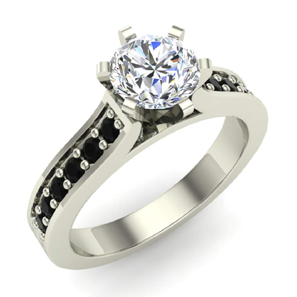 Diamond Engagement rings Round Brilliant Black Diamond rings Gift ring box Authenticity cards 3/4 carat t.w. (I, I1) (RS 7)
