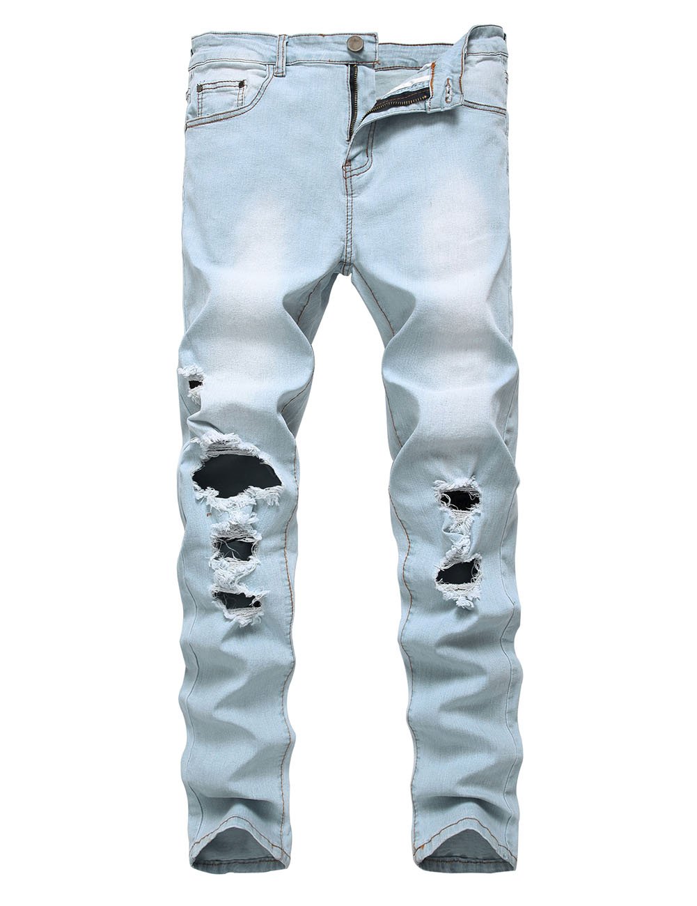 DSDZ Men's Stretch Ripped Distressed Denim Jeans with Big Hole Blue1 38