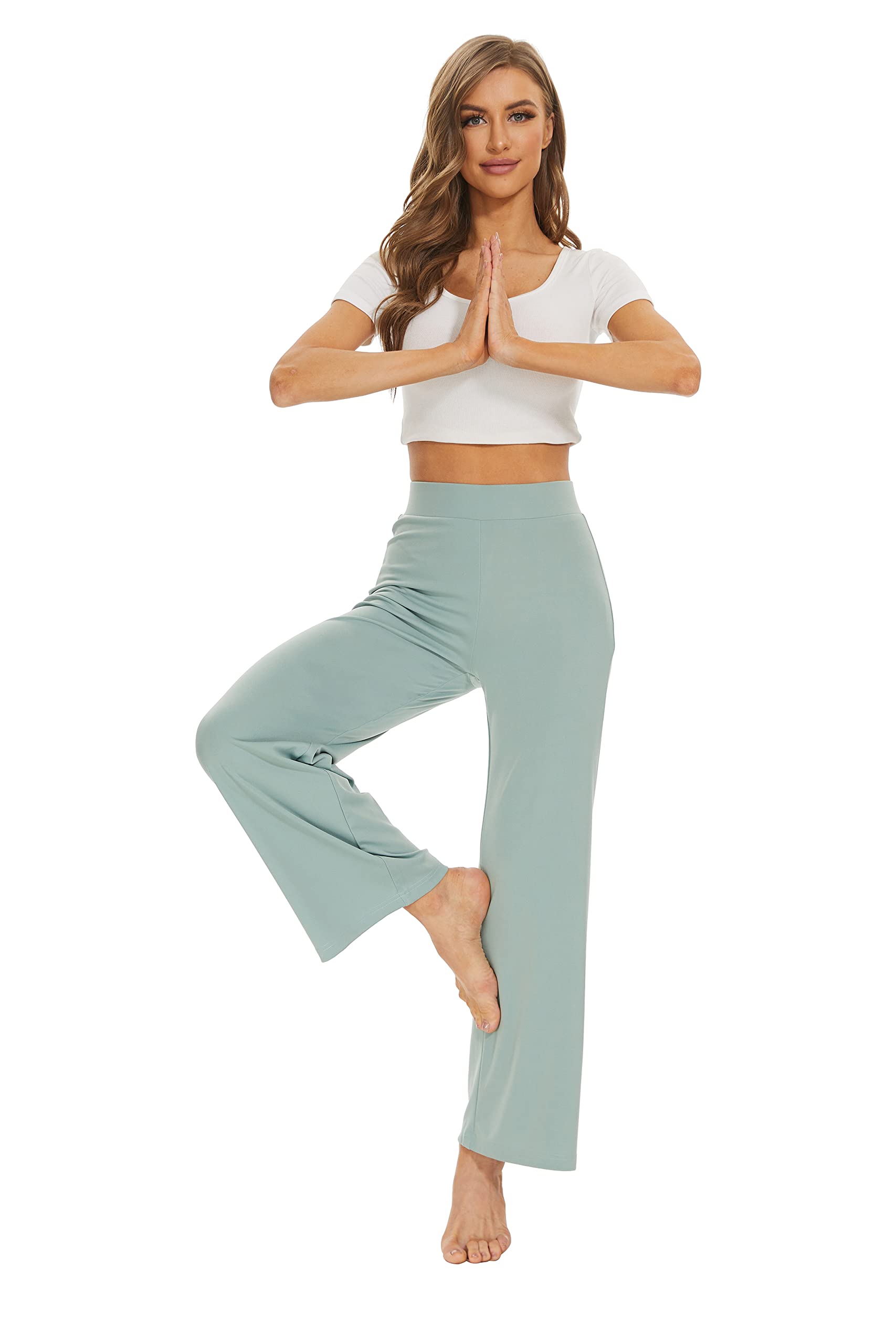 FUNYYZO Women Yoga Capris Pants Soft Wide Leg Lounge Workout Comfy Stretchy Cropped Trousers