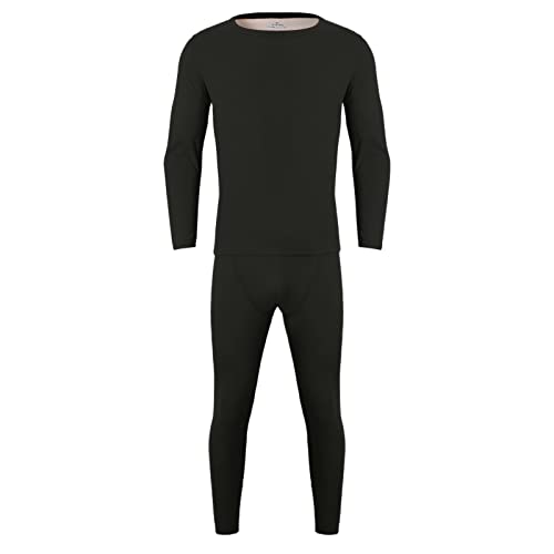 Fupinoded Thermal Underwear for Men Long Johns Set Fleece Lined Ultra Softmen long johns thermal set Black