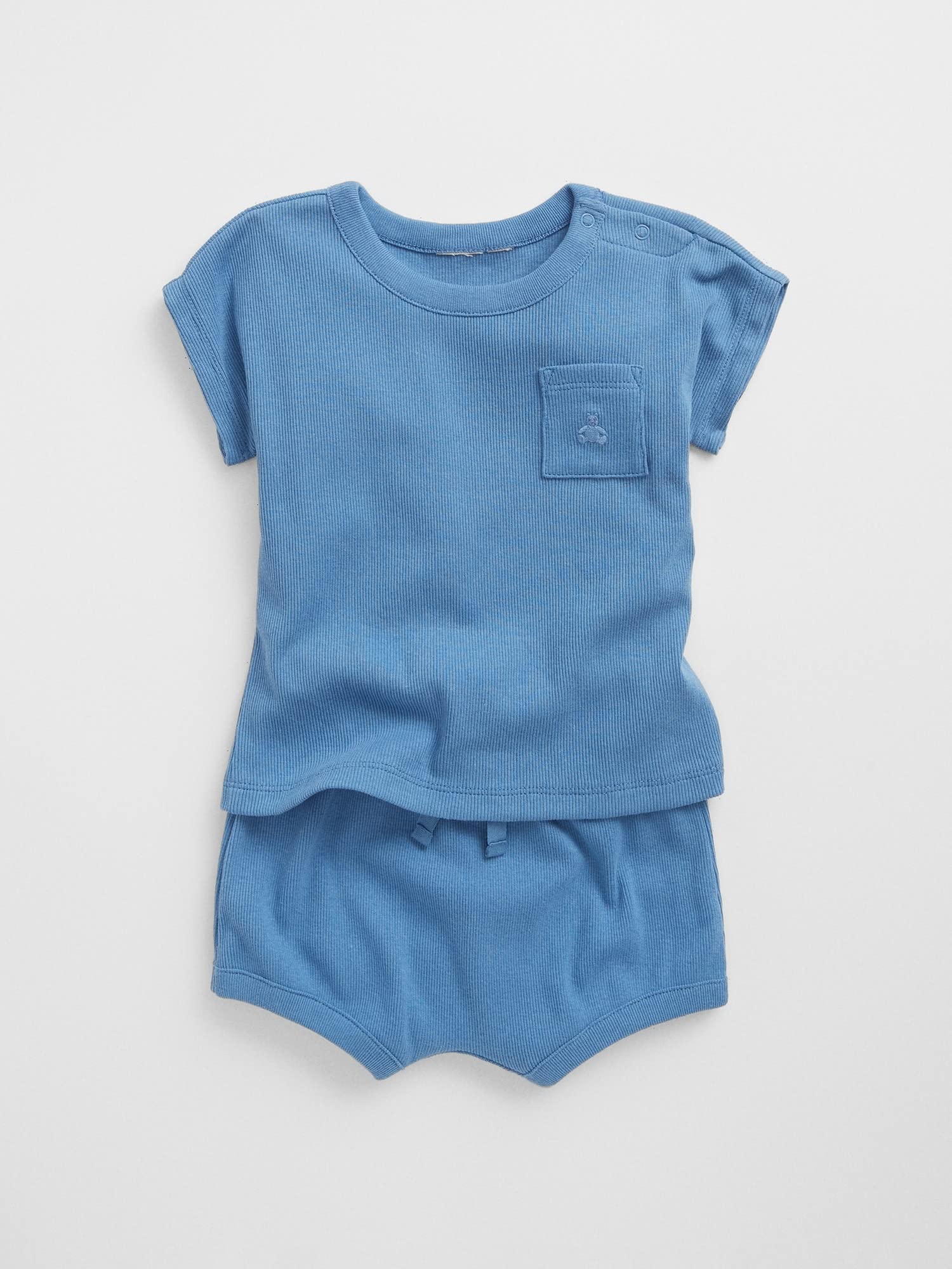 GAP Baby Boy Ribbed Set JASPER BLUE 18-24M