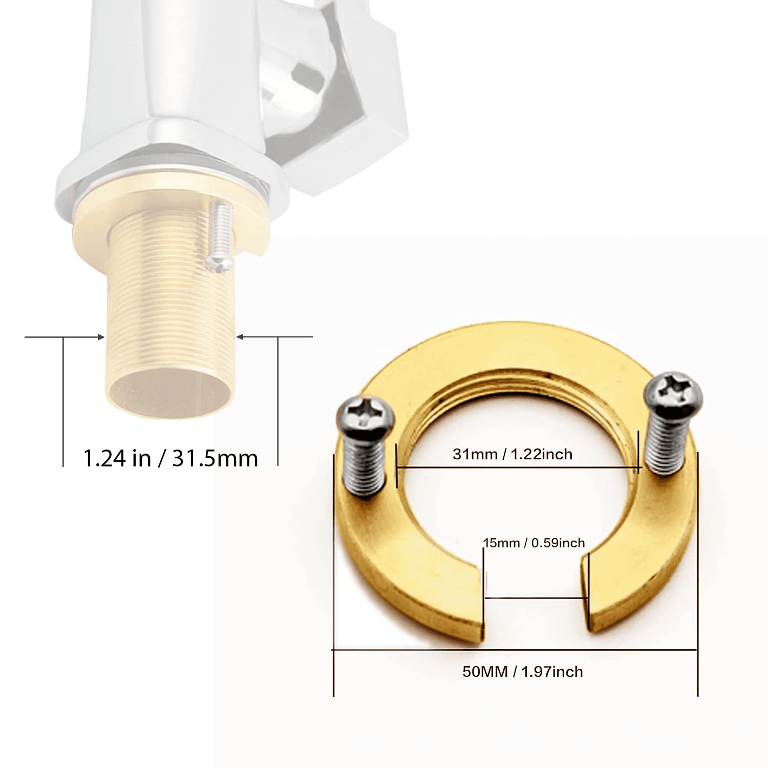 Inside Diameter of 1.22 inch/31 mm Hot and Cold Faucet Fixing Tool Set Lock Nut (Fits 1.24"/31.5mm OD tubing) | Prevent Kitchen and Bathroom Faucets from loosening