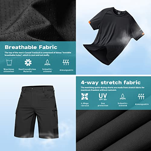 Gouxry Men's Hiking Shorts Casual Quick Dry Lightweight Cargo Work Tactical Golf Fishing Summer Short (Black, M)