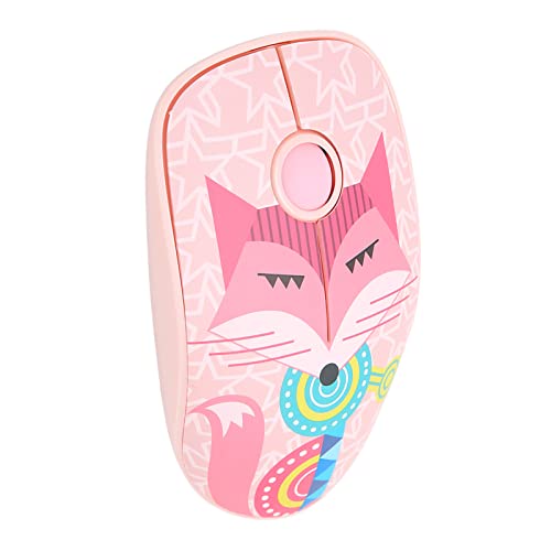 GOWENIC 2.4G Wireless Mouse, Cute Cartoon Pink Fox Pattern Mouse, Laptop Silent Wireless Gaming Mouse Three Intelligent Sleep Modes Mice, for Laptop, Notebook