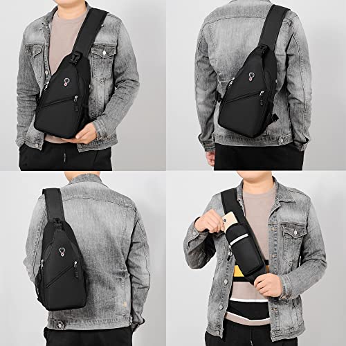 NUFR Sling Bag Sling Backpack Crossbody Backpack for Women Men Waterproof Chest Shoulder Bag Daypack for Hiking Walking Travel USB Charger Port (Gray)