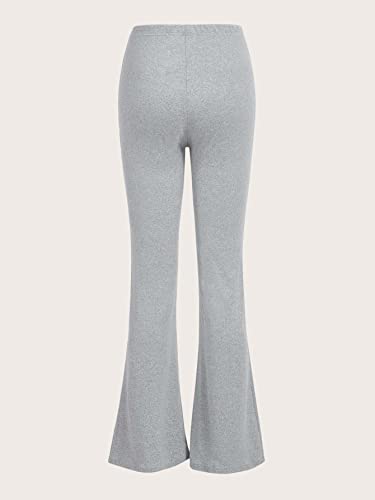 SOLY HUX Women's High Waist Flare Leggings Bell Bottom Sweatpants Casual Bootcut Yoga Pants Solid Light Grey M