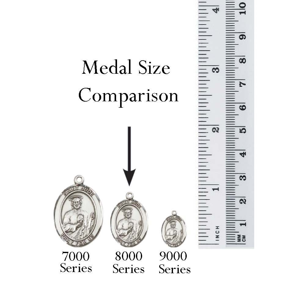 F A Dumont Sterling Silver St. John Bosco Pendant with 18" Stainless Steel Lite Curb Chain. Patron Saint of Students/Apprentices