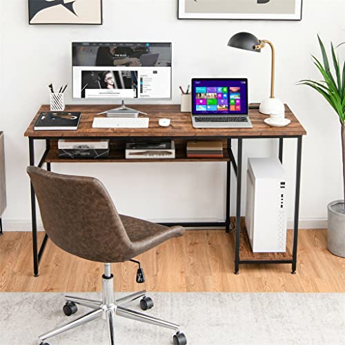 MJWDP 55 Inch Computer Desk Home Office Computer Workstation with Power Outlet and USB Port